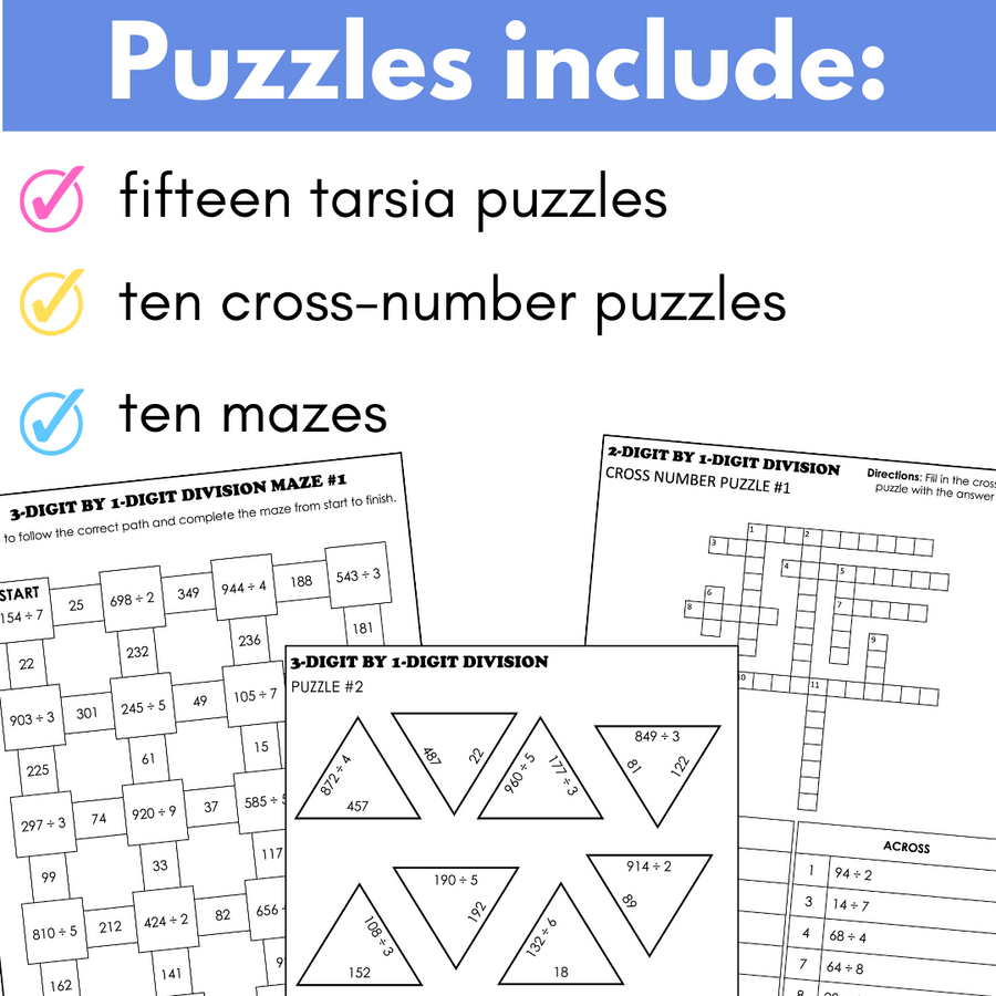 Multiplication and Division Puzzles for Math Fact Practice BUNDLE ...