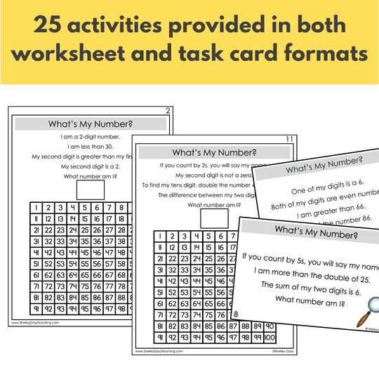 Hundred Chart Activities - What's My Number? – Shelley Gray Teaching