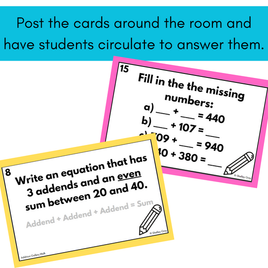 Addition Around the Room Gallery Walk – Shelley Gray Teaching