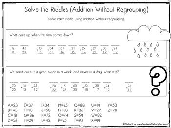 Addition Activities - No Regrouping Standard Algorithm 2-Digit ...
