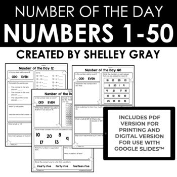 Number of the Day Daily Number Sense Activities for Numbers 1-50 ...