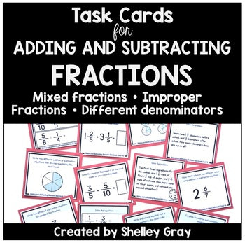 Adding & Subtracting Fractions Task Cards - Improper, Mixed – Shelley ...