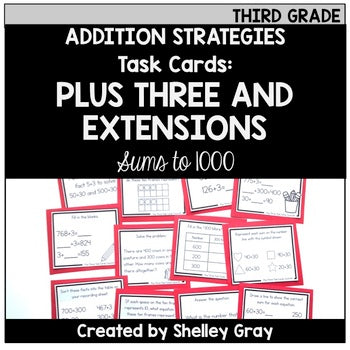 Addition Strategy Task Cards: Plus Three and Extensions (Third Grade ...