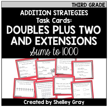 Addition Strategy Task Cards: Doubles Plus Two and Extensions (Third G ...