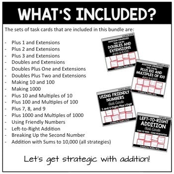 Addition Strategies Task Cards: Fourth Grade Bundle (Sums to 10,000 ...
