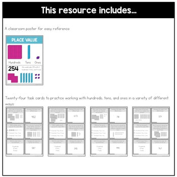 Place Value Task Cards - Hundreds Tens Ones - Composing and Decomposin ...