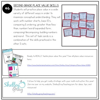 2nd Grade Place Value Task Cards - Numbers to 1,000 – Shelley Gray Teaching