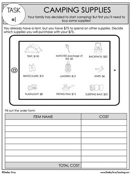 Math Project for Addition and Subtraction to 100 - Camping Theme ...