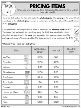 Measurement Math Project - Time, Money, Graphing, Area - Run a Grocery ...