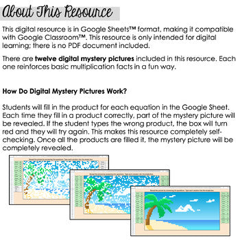 Multiplication Mystery Pictures for Basic Facts - Self-Checking and DI ...