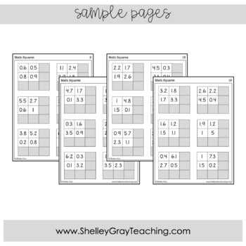 Adding Decimals - Tenths - Fun Self-Checking Math Squares for Addition ...