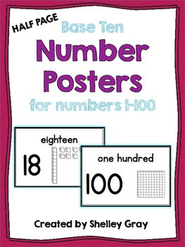 Base Ten Number Posters For Numbers from 0-100 – Shelley Gray Teaching