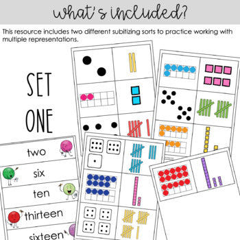 Subitizing Sorts - Quantities to 20 Ten Frames, Tally Marks, Dot Patte ...