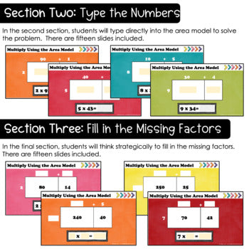 DIGITAL Area Model Practice: 1-Digit by 2-Digit Multiplication ...