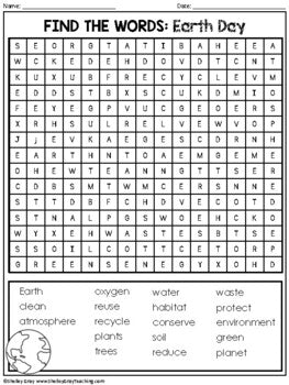 FREE Earth Day Word Search Puzzle – Shelley Gray Teaching