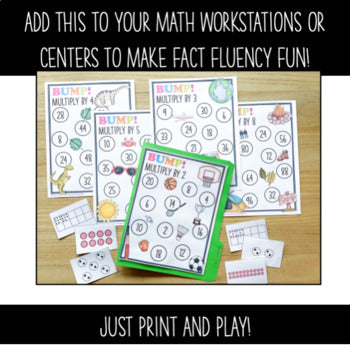 Multiplication Bump Games Fun Math Games for Fact Fluency - Arrays, Eq ...